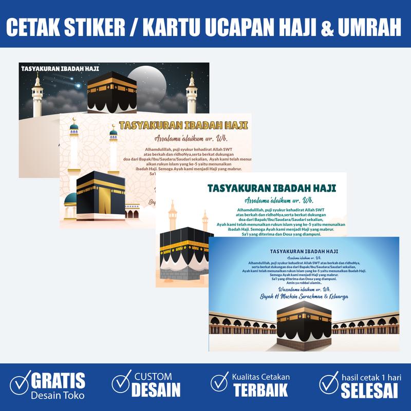 CETAK STIKER / KARTU UCAPAN TASYAKURAN HAJI/UMRAH 1 HARI SELESAI - Shop ...