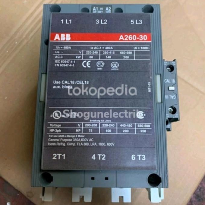 Jual Contactor Abb A260-30-11-80 400A 220Volt Abb - Jakarta Barat ...