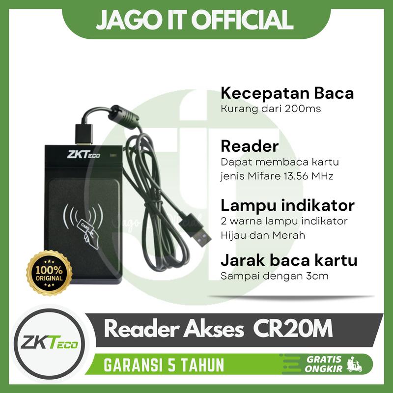 Pembaca RFID USB ZKTeco CR20M USB Card Read Only Mifare 13.56MHz - Shop ...