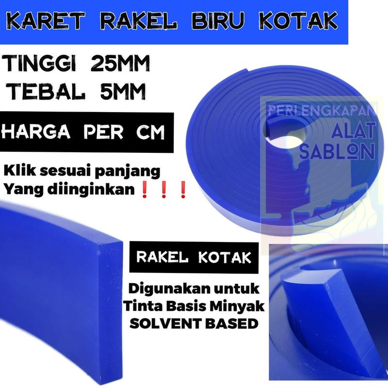 KARET RAKEL KECIL SABLON BIRU KOTAK 5MM PER CM - Shop | Tokopedia