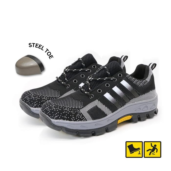 Jual SEPATU SAFETY SPORT MURAH BERKUALITAS SNEAKERS AD 102 HITAM SEFTY ...