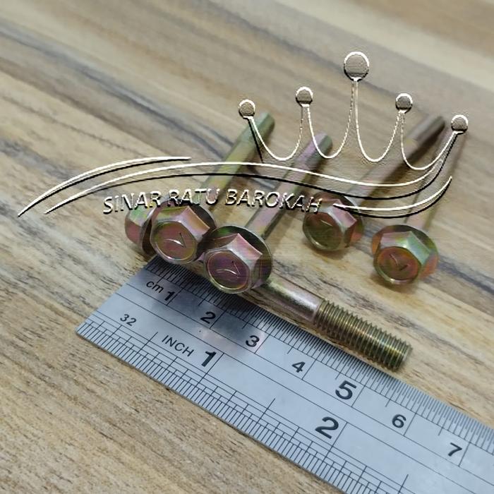 Jual FLANGE BOLT M6X55 BAUT TOPI M6 X 55 KUNING KUNCI 10 - Kab ...
