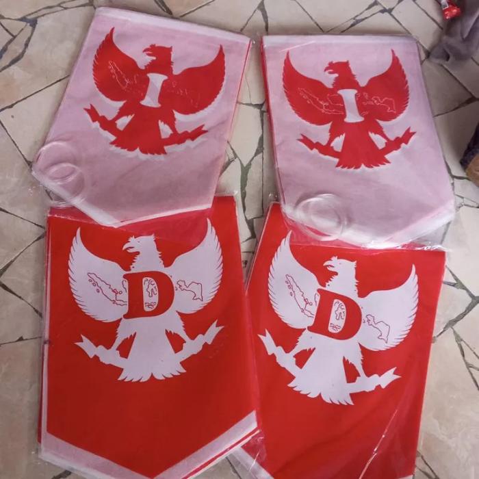 Jual Umbul umbul dirgahayu Indonesia 20 huruf plus tali bahan kain ...