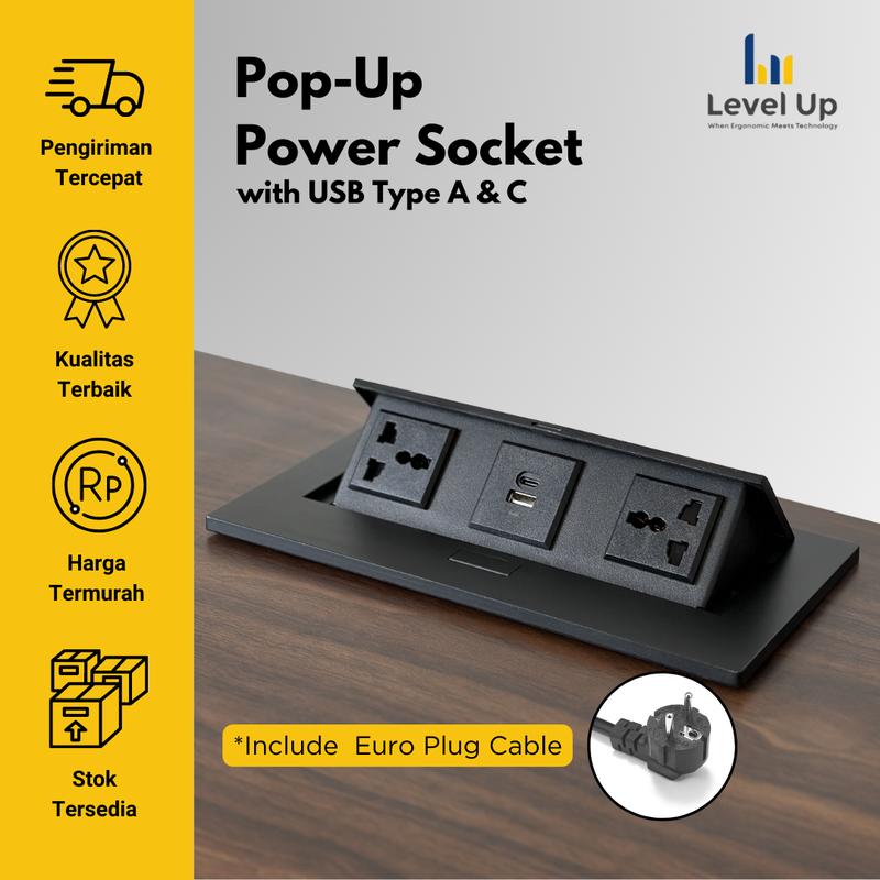 Pop Up Power Socket with USB Charger Type A & C - Shop | Tokopedia