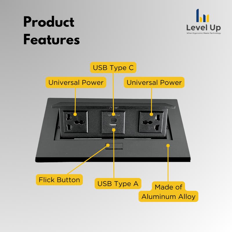 Pop Up Power Socket with USB Charger Type A & C - Shop | Tokopedia