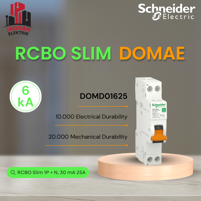 Jual New RCBO Slim 1P + N 30mA 25A - DOMD01625 - Schneider Electric ...