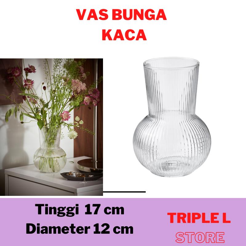 Vas Bunga Kaca Tinggi 17 cm Diameter 12 cm - Shop | Tokopedia