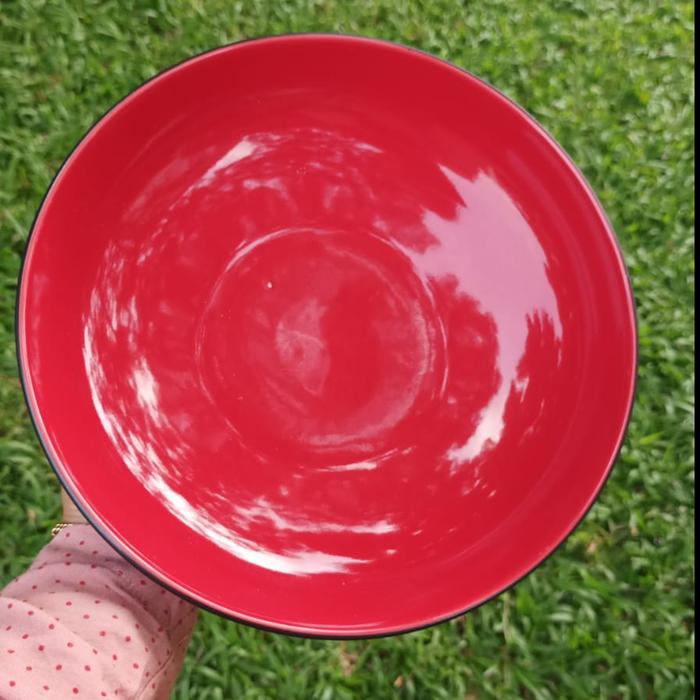 Jual B | Artisan Ceramic | Red Glossy Java Pasta Bowl D:22.5 cm ...