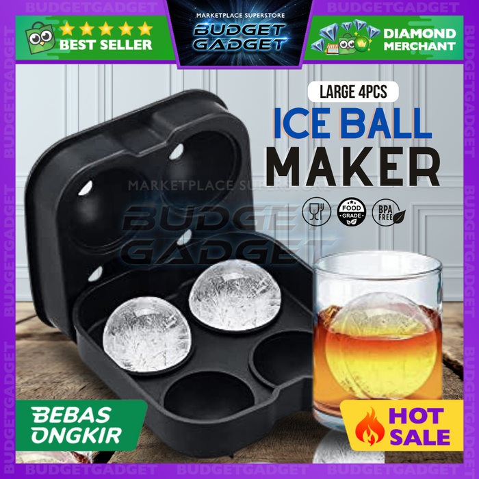 Jual Cetakan Es Batu Silikon Bulat 4 Grid Ice Cube Mold TW-159 FDA ...