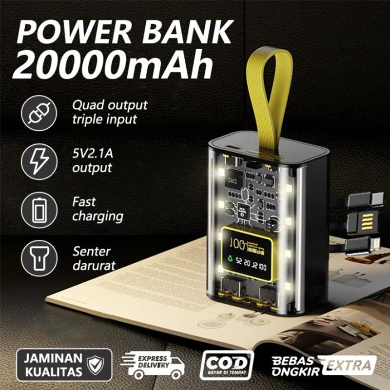 Powerbank Rocket PB 20.000mAh PD 3.0 With 3 Cables - Shop | Tokopedia