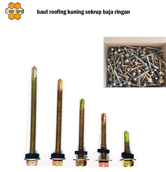 Baut Roofing Kuning Sekrup Skrup Baja Ringan warna kuning - Shop ...