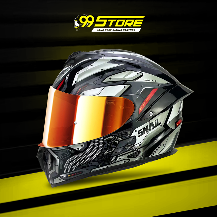 Jual Helm Fullface Sporty Ganteng Snail FFS2 Robotic Grey Visor Red ...