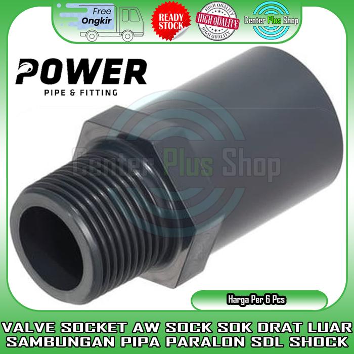 Jual 6 Pcs SDL 2" inch Aw Sok Drat Luar 3" PVC Valve Socket Sock Shock ...