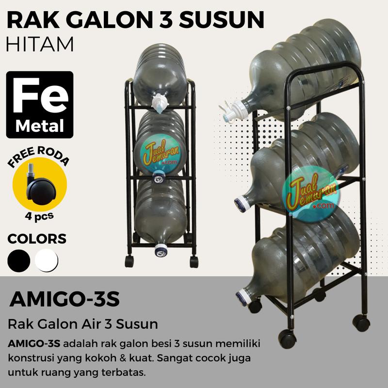 Rak Galon Air Minum 3 Susun Ekonomis Beroda Besi Berkualitas - Shop ...