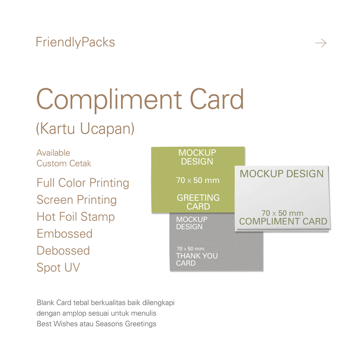 Jual Custom Cetak Desain Print Compliment Card / Kartu Ucapan Thank You ...