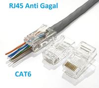 Jual Konektor RJ45 Cat6 Cat5 Anti Gagal Kabel Tembus Cat 5 6 Lan RJ 45 ...