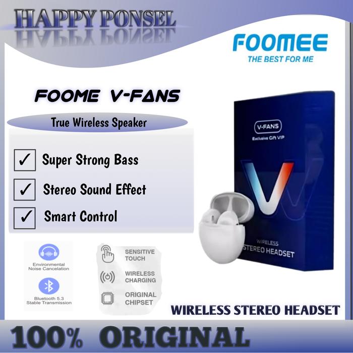 Jual HEADSET BLUETOOTH FOOME TWS V-FANS WIRELESS STEREO EARPHONE ...