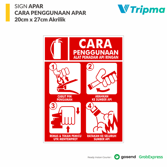 Jual Sign Cara Penggunaan APAR - 20cm x 27cm Akrilik - Akrilik 2mm ...