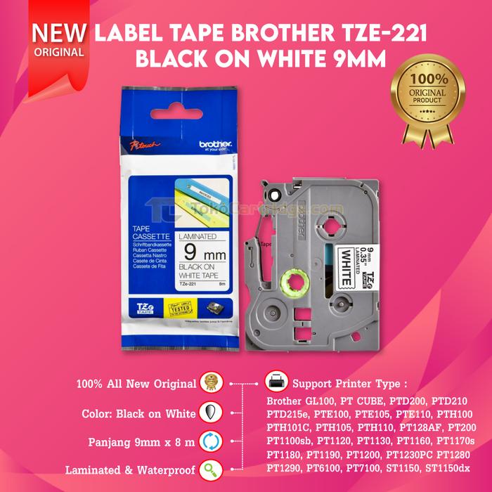 Jual Label Tape TZE221 9mm White PTE100 PTE105 PTE110 PTH100 PTH101C ...