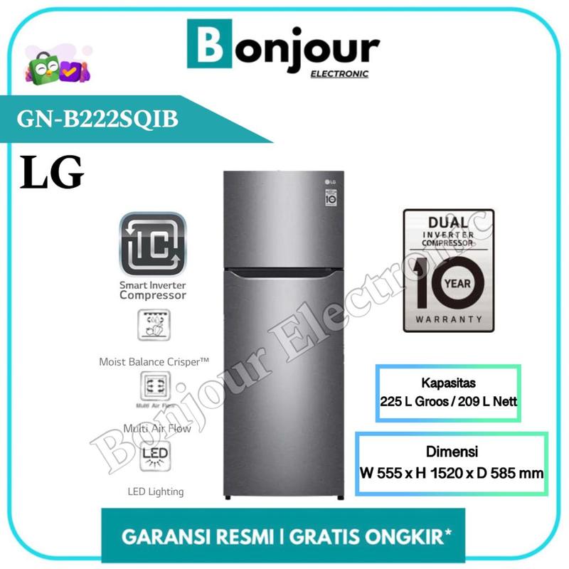 Kulkas LG Inverter 2 Pintu GN B222SQIB 225L LG GNB222SQIB 225L [RESMI ...