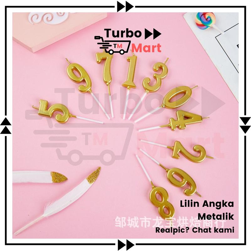 Lilin Angka Metalik / Lilin Ulang Tahun Angka / Lilin Ultah Angka Gold ...