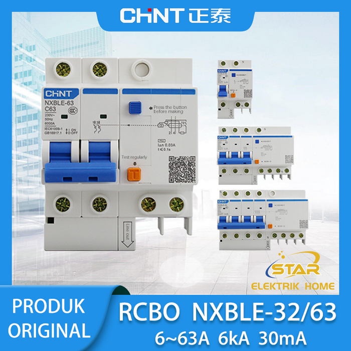 Jual RCBO MCB CHINT NXBLE 32/63 1P+N 2P 3P+N 6KA 30MA 6A 20A 32A 40A ...
