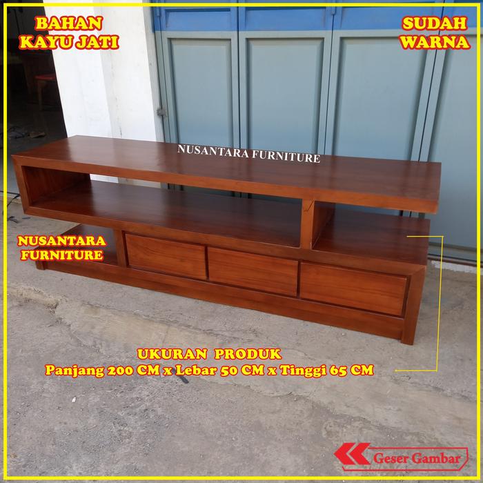 Jual bufet tv retro minimalis kayu jati ukuran 2 meter, rak minimalis ...
