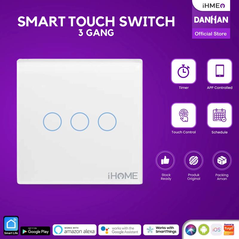 IHME Smart Switch 3 Gang Touch Screen Saklar 3 Tombol Wireless - Shop ...