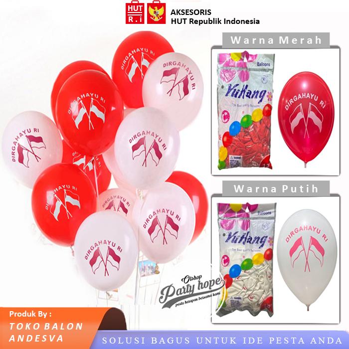 Jual Balon Merah Putih Dirgahayu RI Grosir / Balon Latex Merah Putih ...