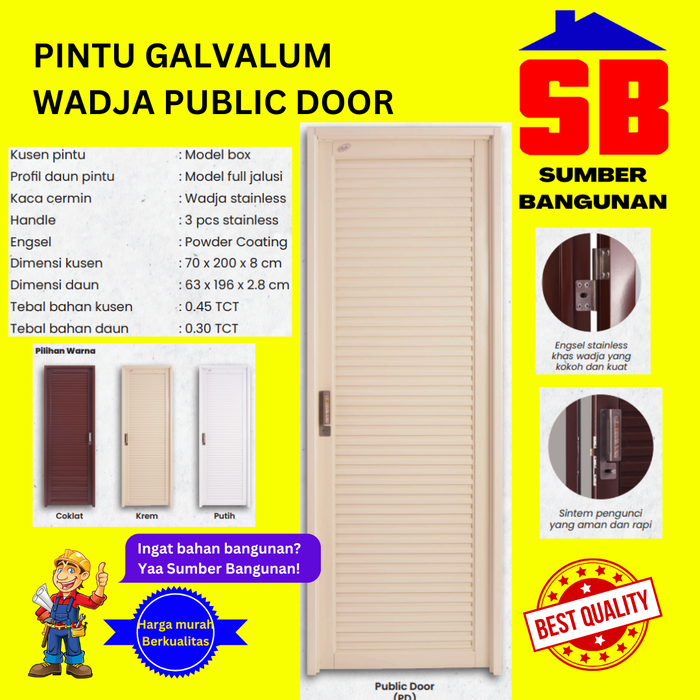 Jual PINTU GALVALUM WADJA PUBLIC DOOR KAMAR MANDI PUTIH COKLAT 70 X 200 ...