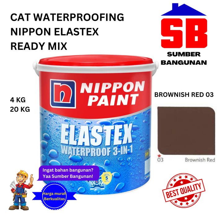 Jual CAT WATERPROOFING ELASTEX NIPPON PAINT BROWNISH RED COKLAT 4KG ...