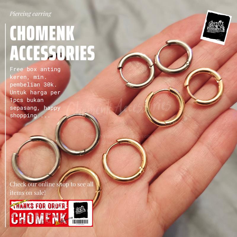 Piercing earring anting tindik barbel jepit silver titanium. - Shop ...