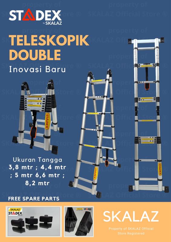Tangga Teleskopik Double 1,9 m + 1,9 m = 3,8 mtr Merk Stadex - Shop | Tokopedia