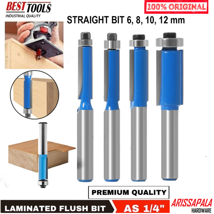 Jual BESTTOOLS Mata Profil Kayu Straight Bits Bearing 6 8 10 12 mm ...