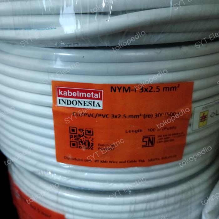 Jual Kabel NYM 3x2,5 3x2.5 mm Metal Roll 100 Meter Listrik Tunggal KMI ...