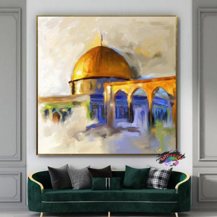Jual Lukisan Tangan Modern Abstrak Mesjid Al Aqsa 100x100 + Frame - Kab ...
