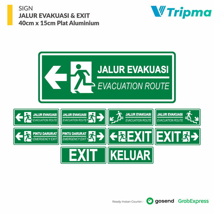 Jual Rambu Jalur Evakuasi - Emergency Exit 40cm x 15cm - ACP 4mm - Kota ...
