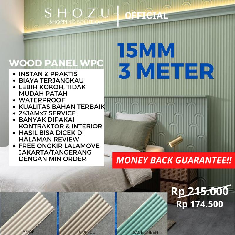 WOOD PANEL 3D WPC Wallpanel PVC Kayu 300CM 3 Meter 15MM Partisi - Shop ...