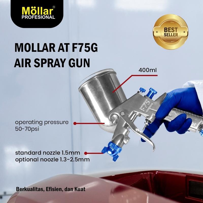 Spraygun Gravity Cup MOLLAR F75G Tabung Atas Spray Gun Cat Semprot ...