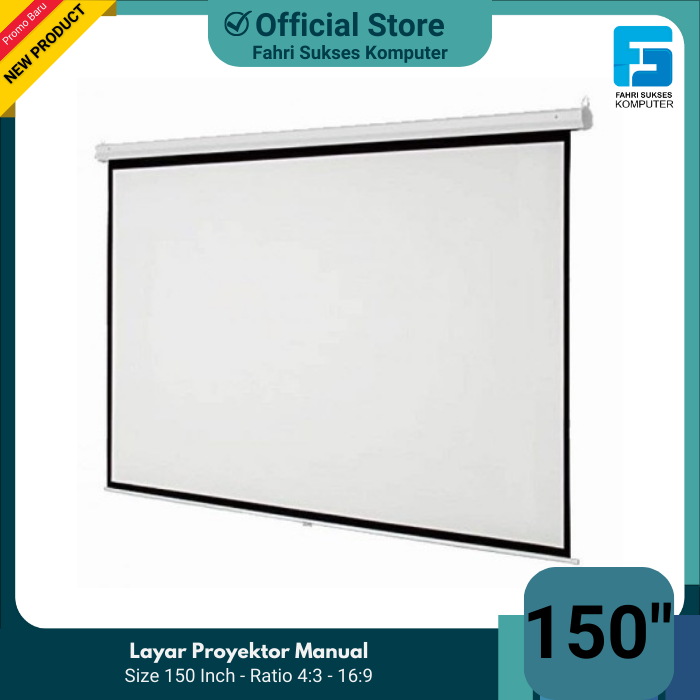 Jual Layar Proyektor Manual 150 inch / Screen Projector Manual 150 ...