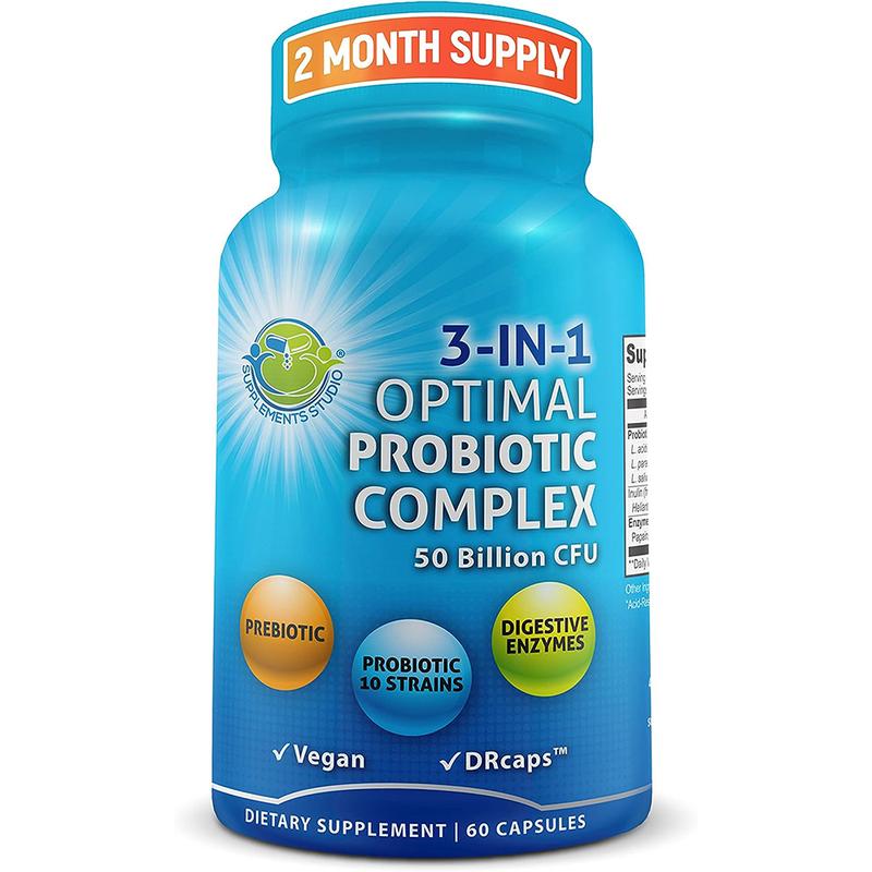 Probiotic 10 strain 50 billion CFU + Prebiotic Supplement Studio USA ...