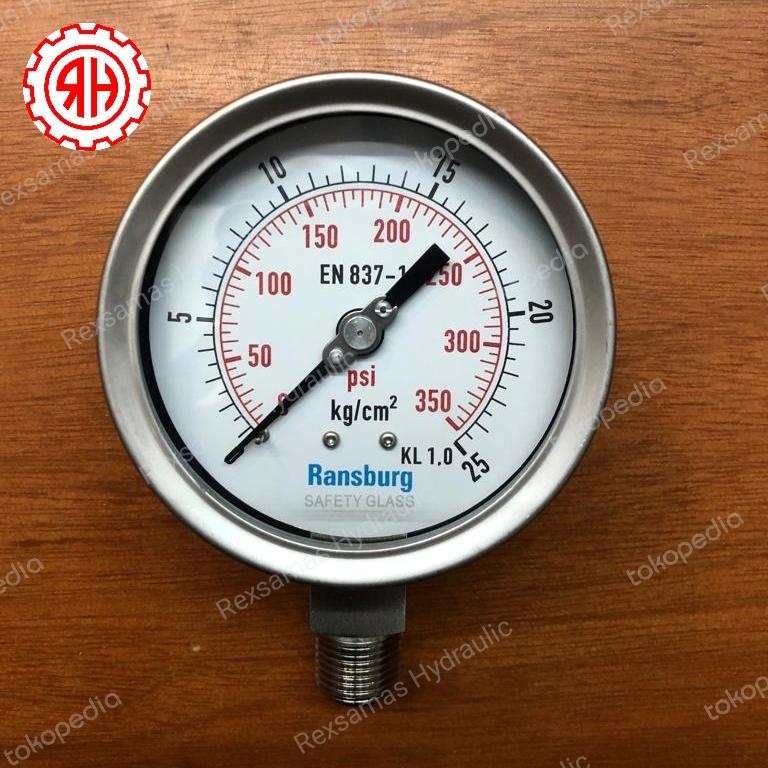 25 BAR (KG/CM2) PRESSURE GAUGE 4 inch FULL SS (RWS 2410) RANSBURG ...