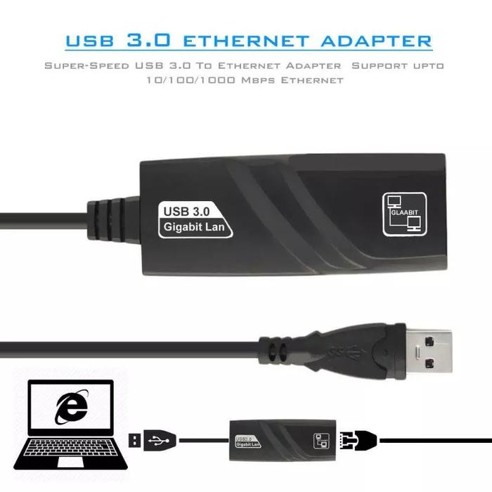 Jual USB 3.0 To LAN Ethernet Gigabit Adapter Up To 1 Gbps - Jakarta ...