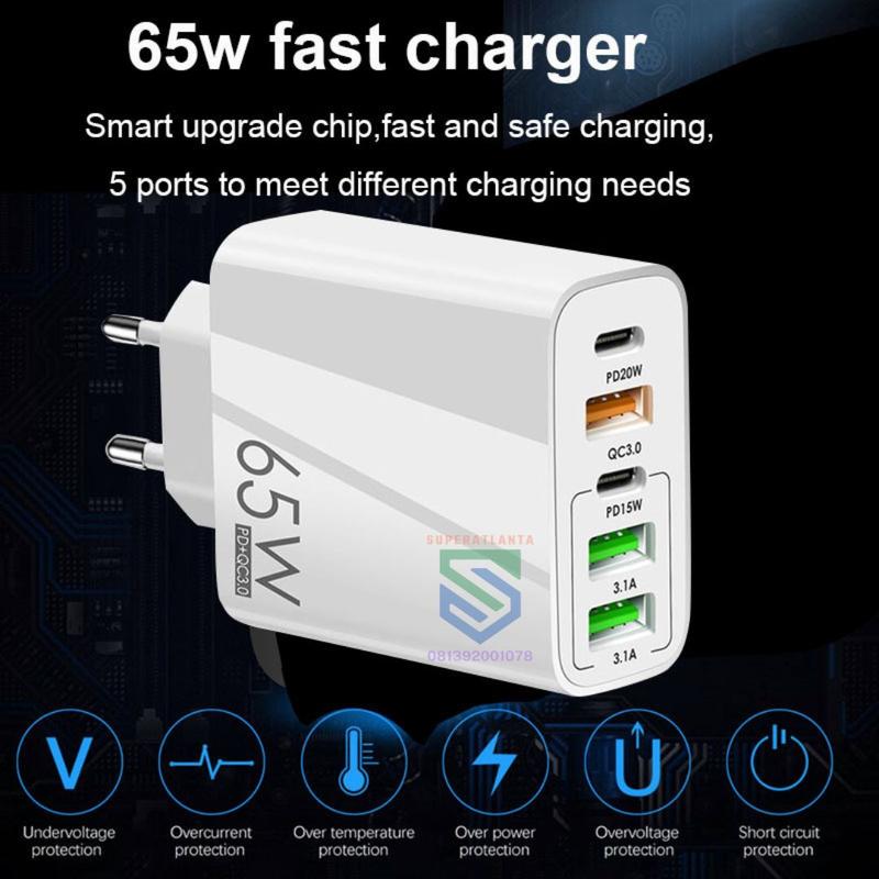 Cas Hp 5 Port Charger 65W Super Fast Charging High Power Original ...
