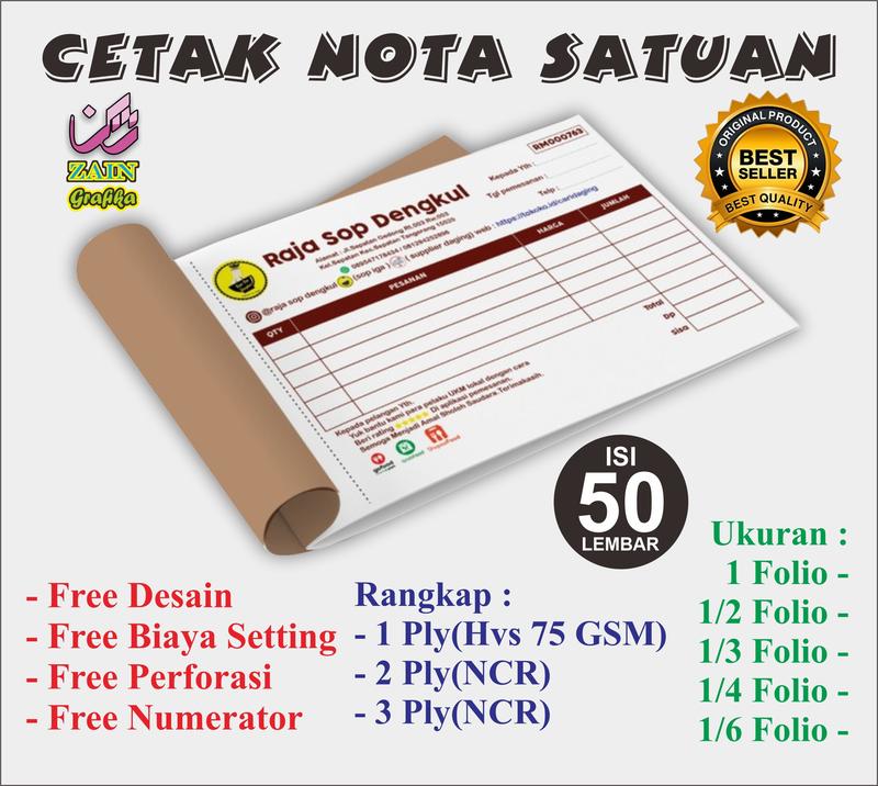 NOTA CUSTOM CETAK NOTA LENGKAP INVOICE Bon Surat Jalan Kwitansi - Shop ...