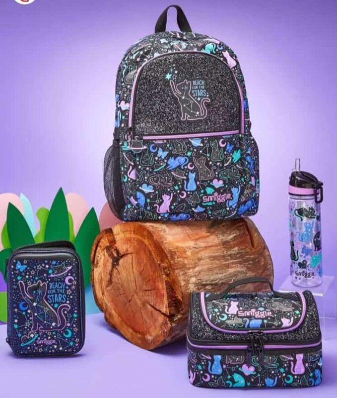 Smiggle Wild Side Starry Kitty Cat Backpack Lunchbag Bottle Set - Shop ...