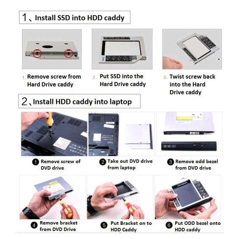 Caddy SSD HDD 2.5" Slim Tipis 9.5mm SATA to SATA Slot DVD Hardisk ...