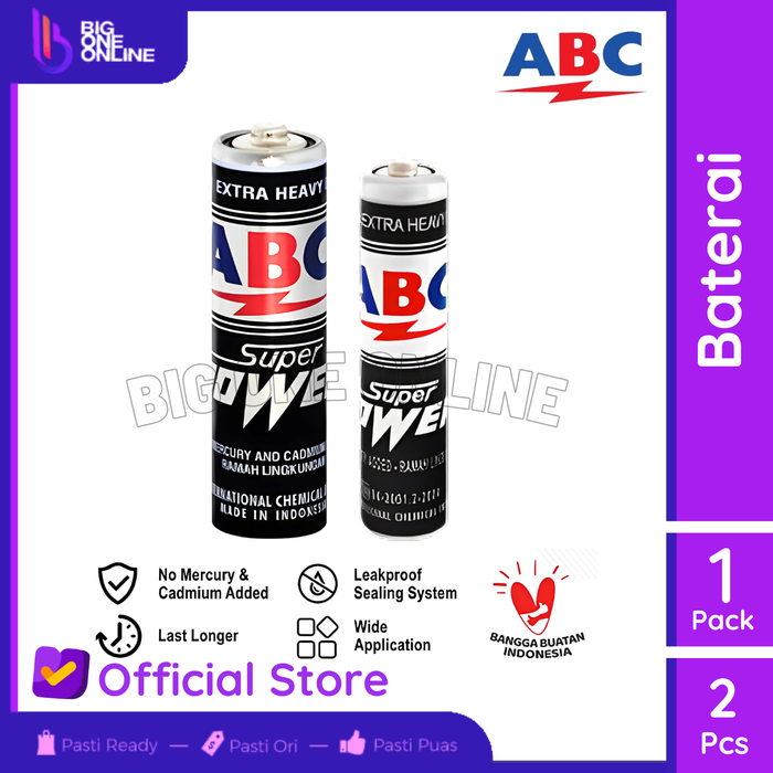 Promo ABC Baterai Super Power AA/AAA, Battery 1,5 Volt, Batu Batre A2 ...