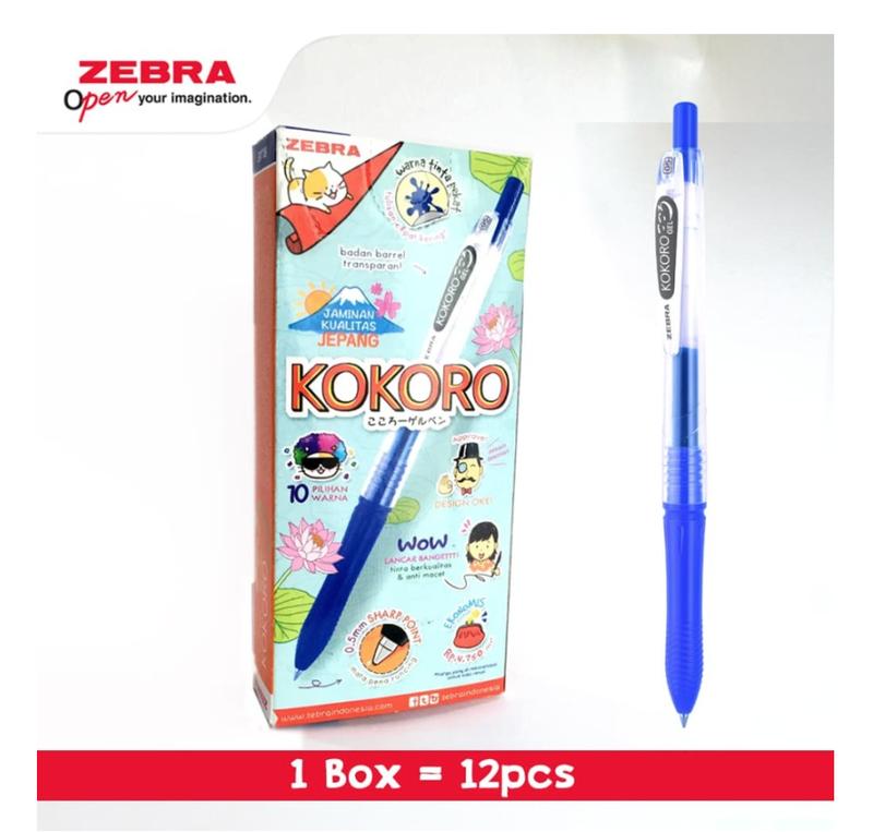 Pulpen Pen Ballpoint Zebra Kokoro Gel 0.5 Biru - Shop | Tokopedia