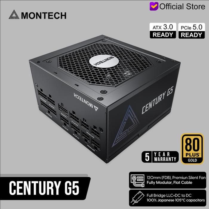 Promo MONTECH CENTURY G5 850W 80Plus Gold Fully Modular PCIe 5.0 ATX ...